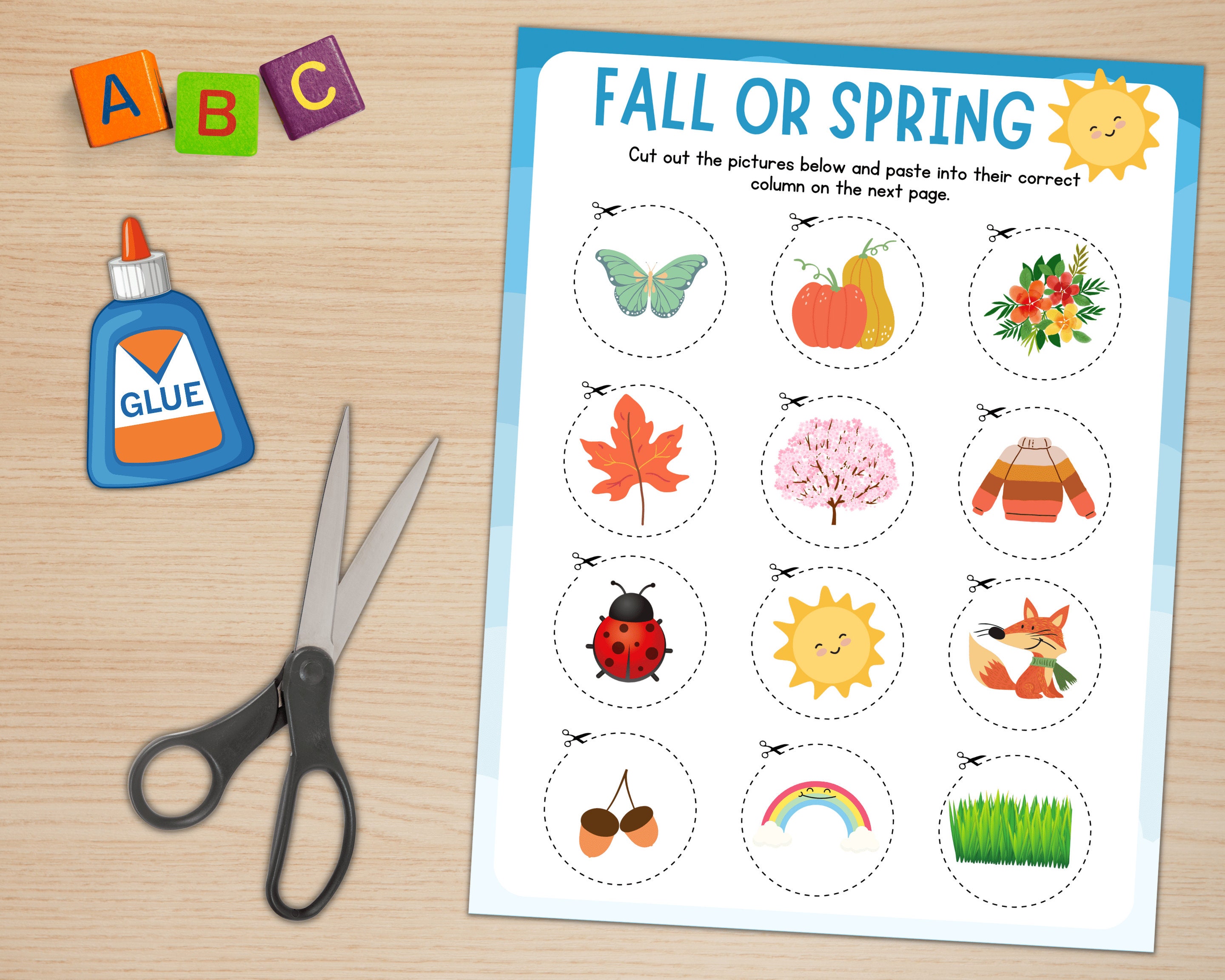 Four Seasons Sorting Activity | Cut and Paste | Seasons Matching Game ...