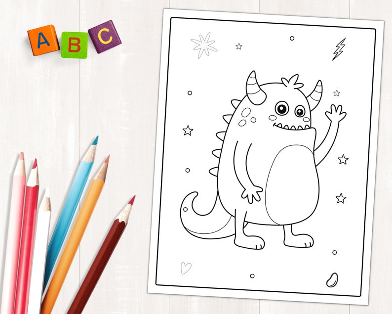 Printable Monsters Coloring Pages Halloween Activities - Etsy
