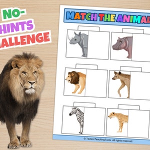 African Animals Halves Matching Printable Activity | Animal Matching ...