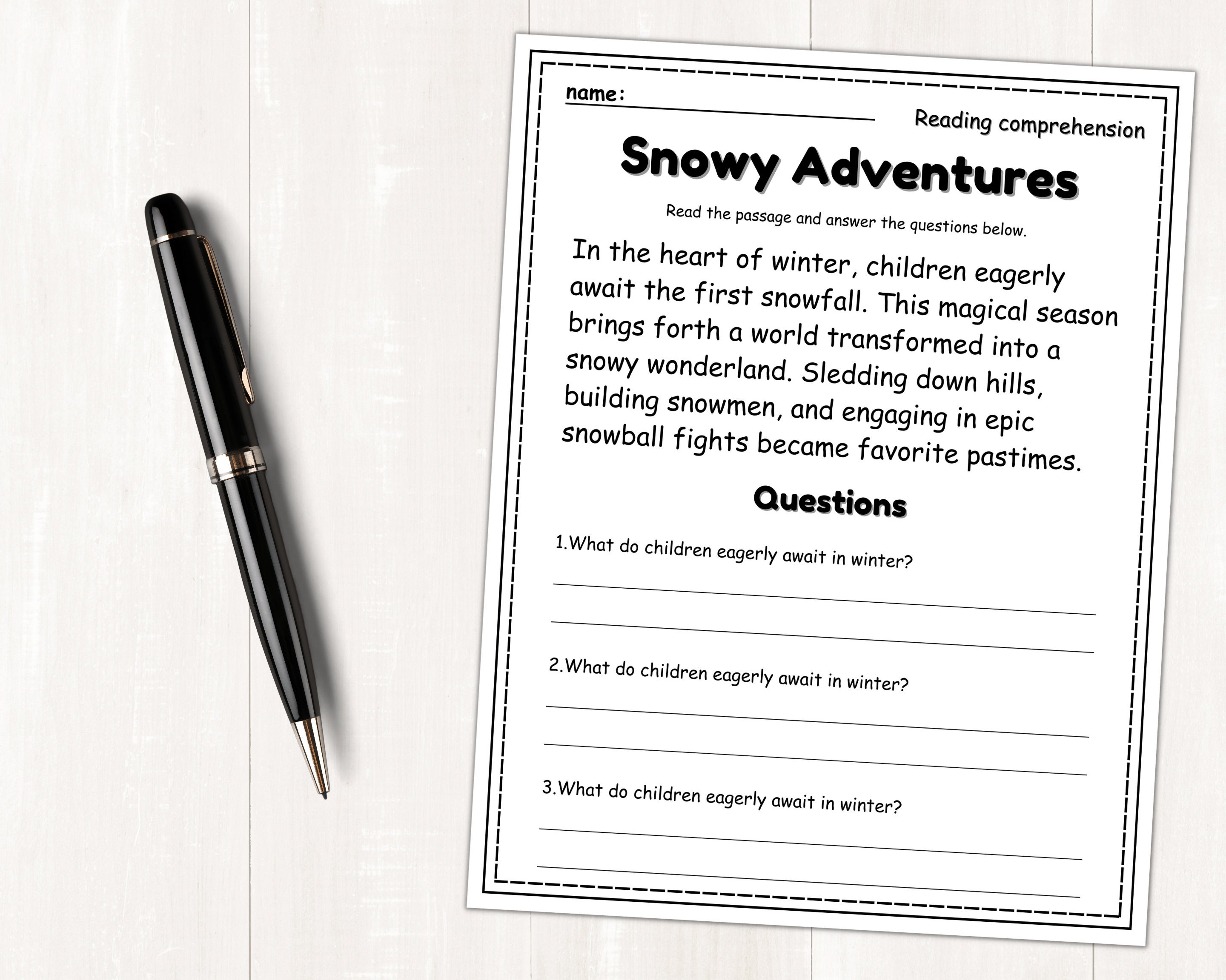 Winter Reading Comprehension Worksheets Reading Activities Passages and ...