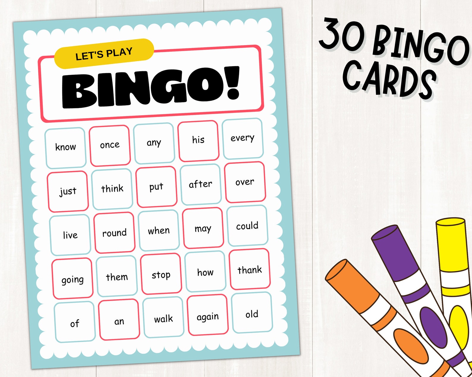 Sight Words Bingo Game for 1st Grade | High-frequency Words for 1st ...