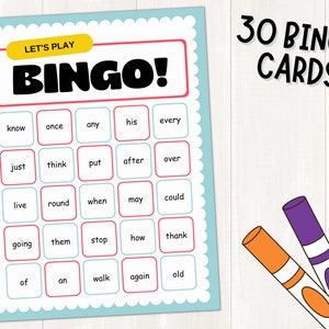 Sight Words Bingo Game for 1st Grade | High-frequency Words for 1st ...