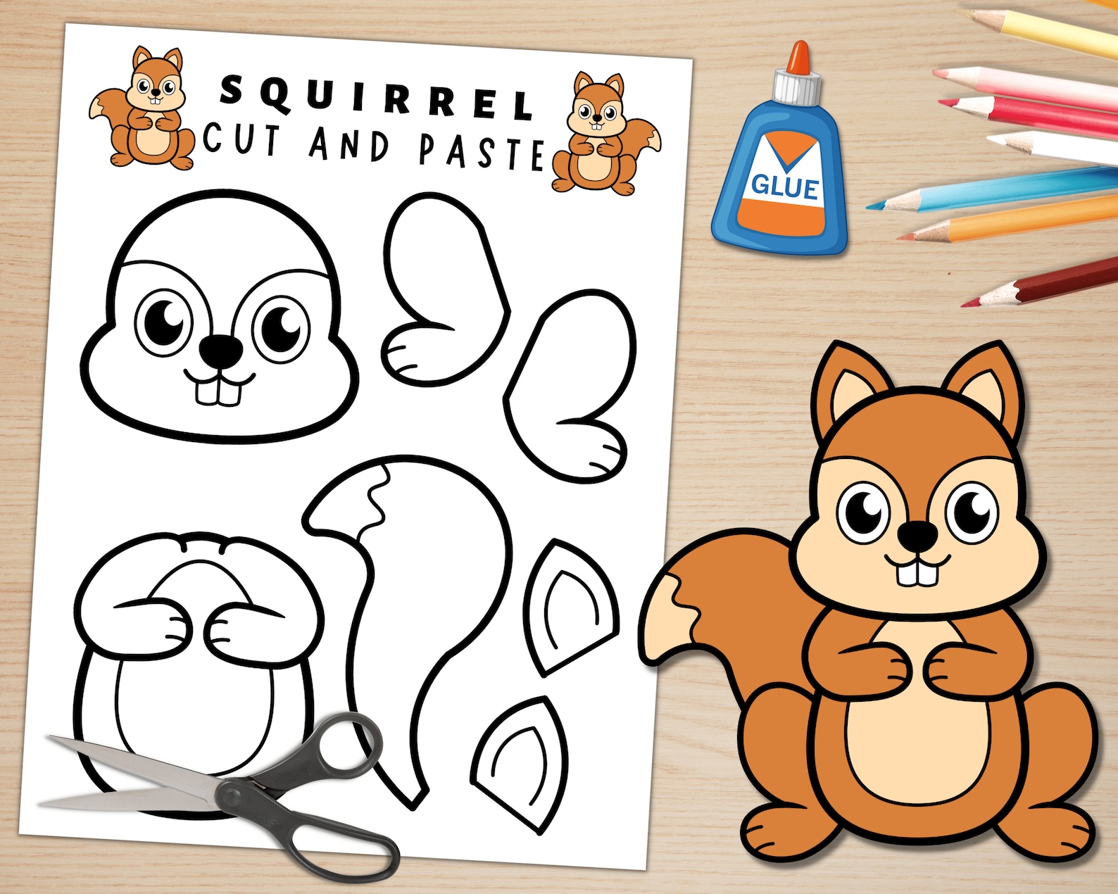Printable Squirrel Craft Template | Forest Animal Craft | Fall ...