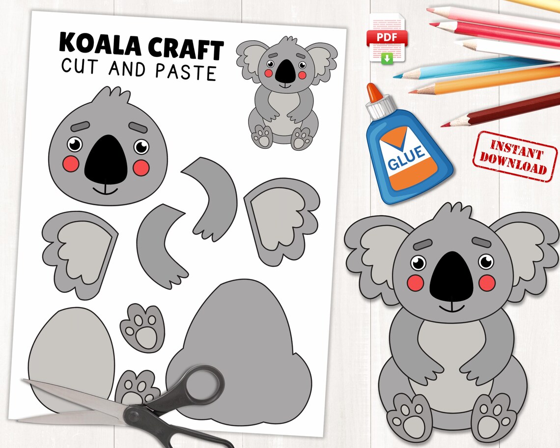 Printable Koala Craft Template for Kids Australia Day Activities Zoo ...