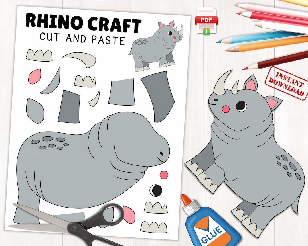 Printable Rhino Craft for Kids | African Animal Activity | Rhinoceros ...