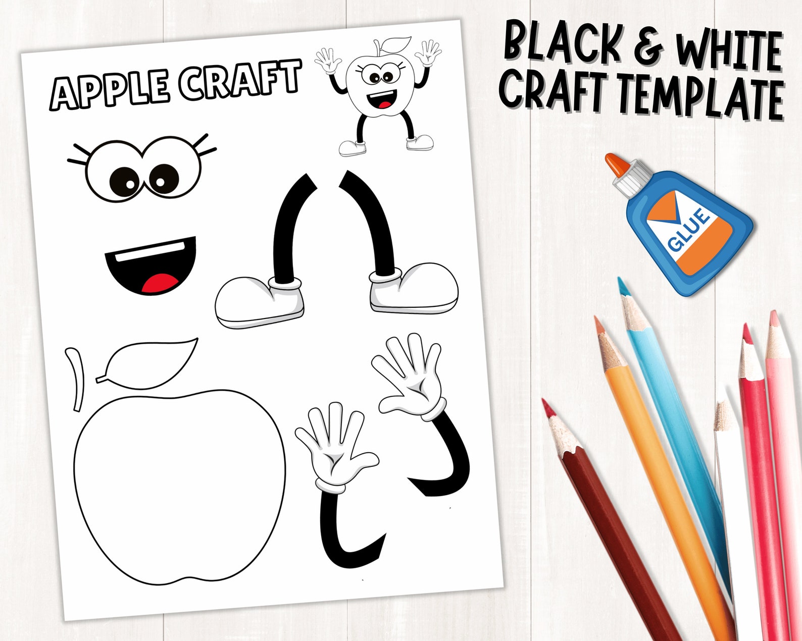 Printable Apple Craft Template for Kids | Fall Craft Activity | Autumn ...