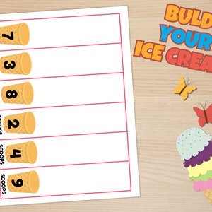 Summer Ice Cream Math Worksheets: Fun Counting, Cut and Paste, and ...