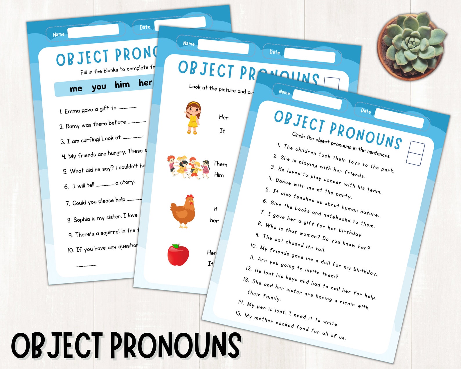 Subject, Object, and Possessive Pronouns Printable Worksheets, Pronouns ...