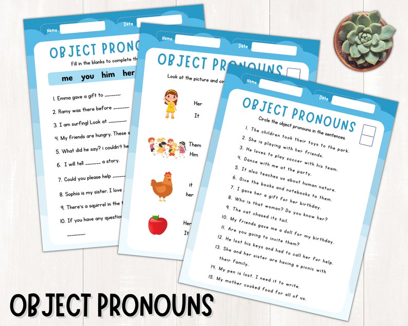 Subject, Object, and Possessive Pronouns Printable Worksheets, Pronouns ...
