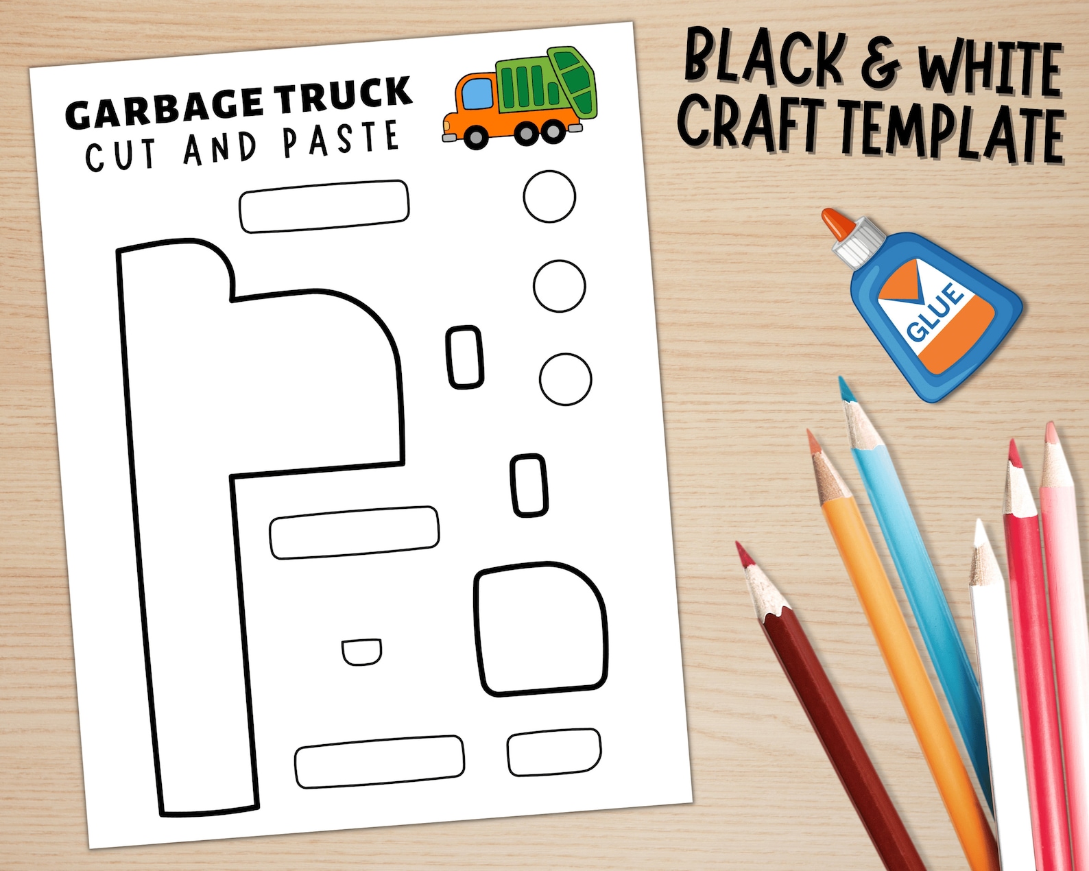 Printable Garbage Truck Craft | Earth Day Craft Activity | Garbage ...