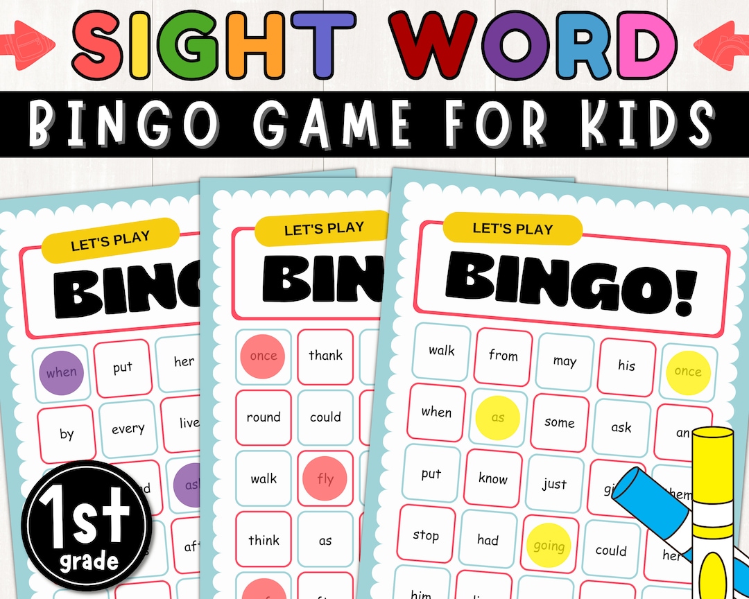 Sight Words Bingo Game for 1st Grade | High-frequency Words for 1st ...