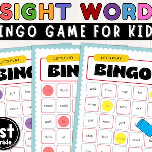 Sight Words Bingo Game for 1st Grade | High-frequency Words for 1st ...
