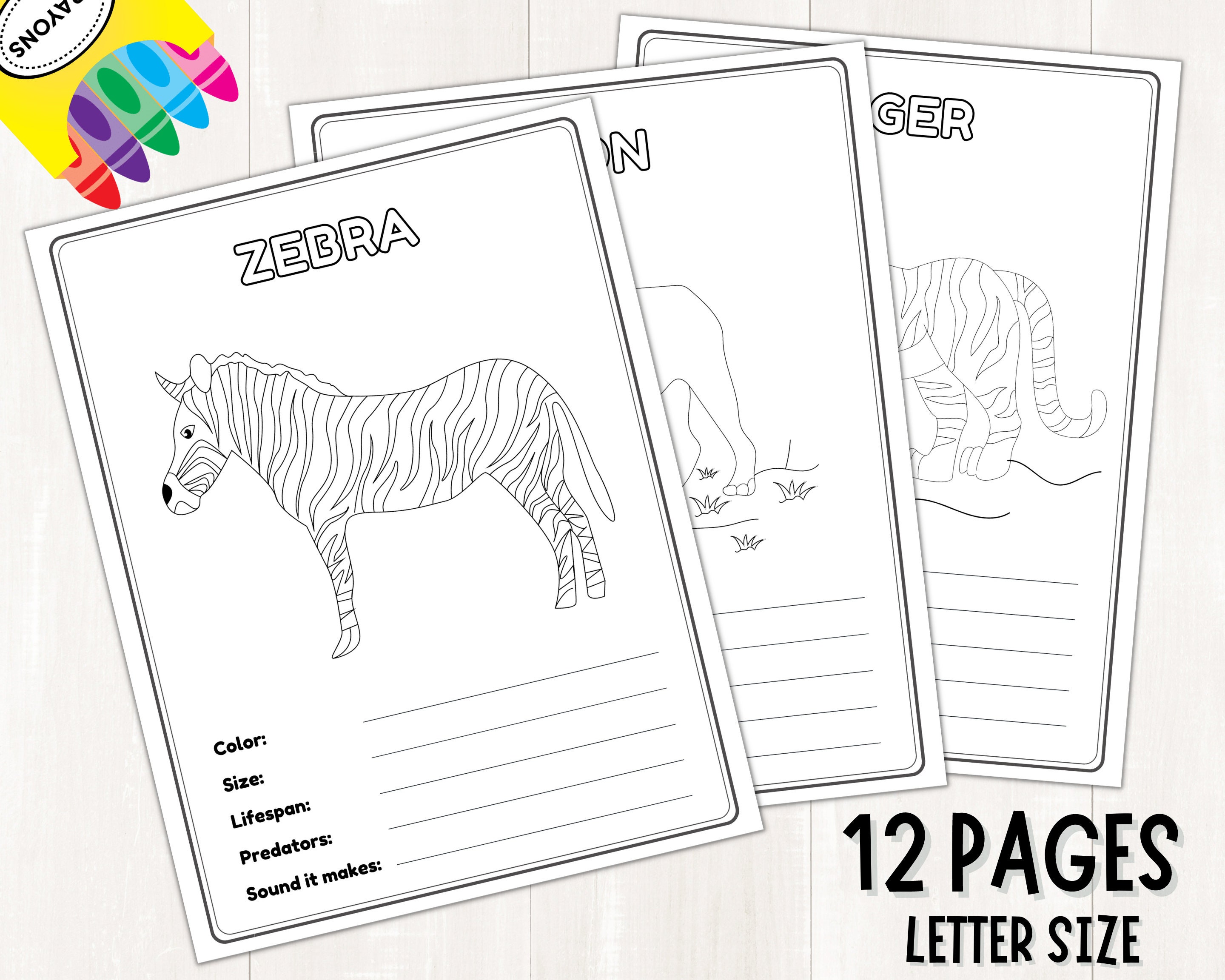 Printable Wild Animals Coloring Pages for Kids, Wild Animals Research ...