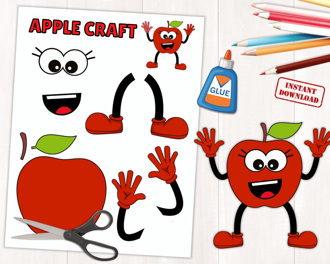 Printable Apple Craft Template for Kids | Fall Craft Activity | Autumn ...