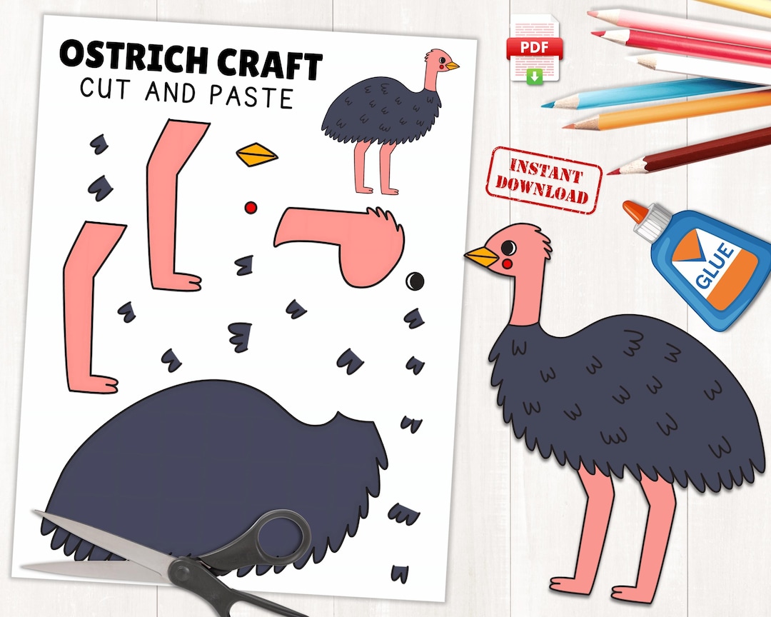 Printable Ostrich Craft Template for Kids | African Animal Activity ...