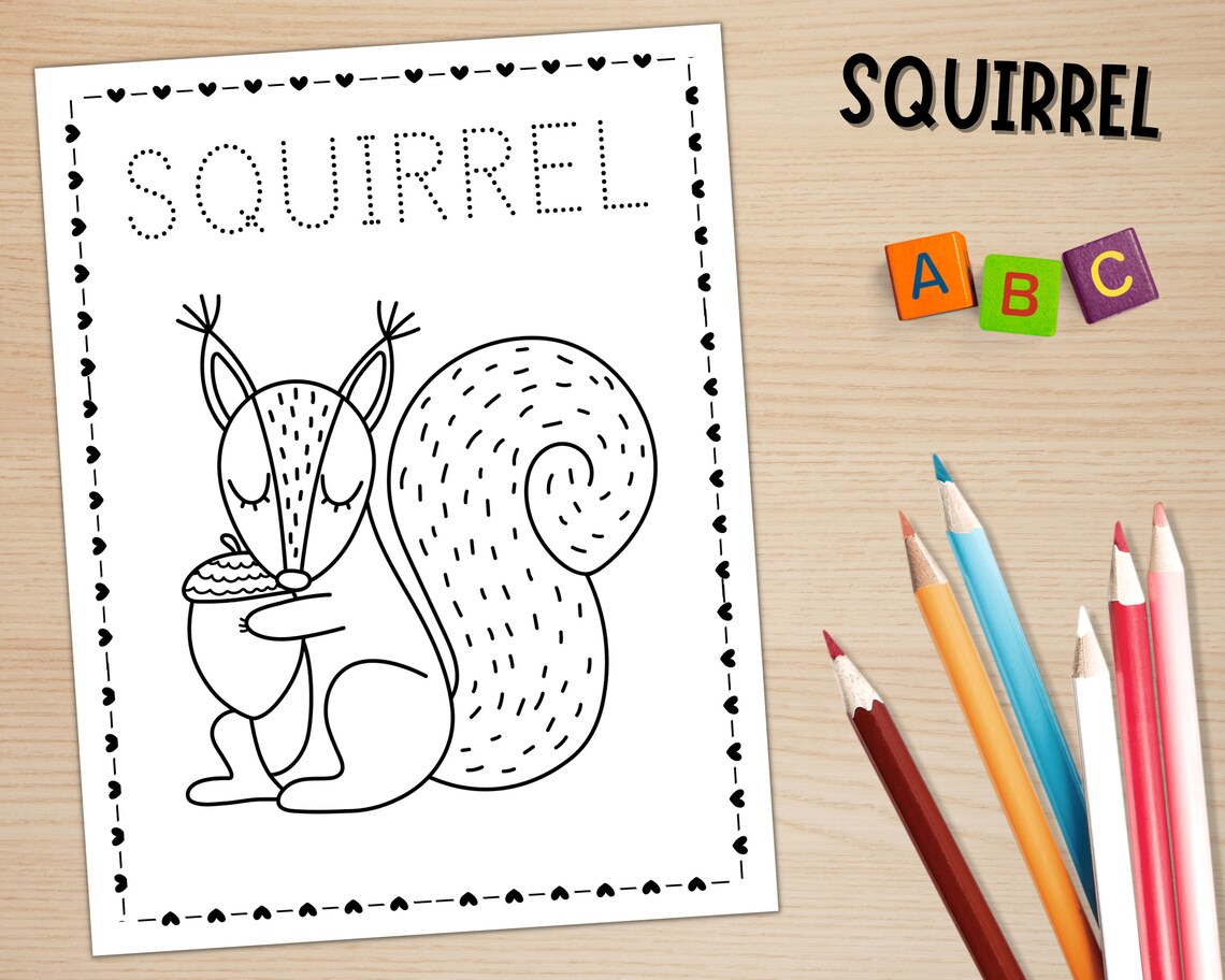 Printable Wild Animals Coloring Pages, Tracing Practise, Safari Animals ...