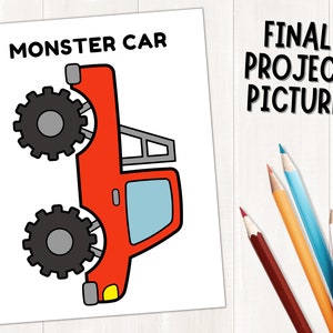 Monster Car Craft | Printable Template | Transportation Craft | Monster ...