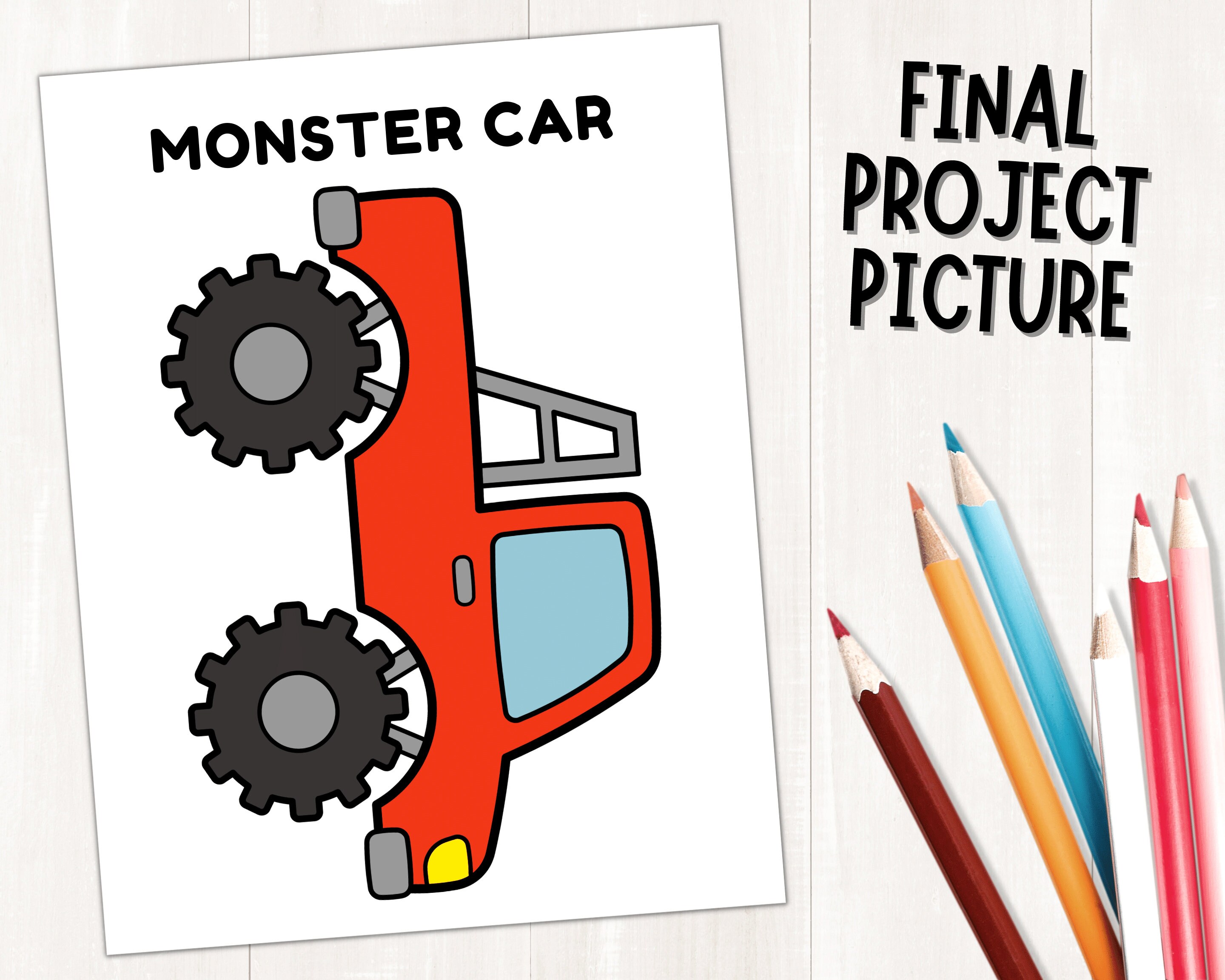 Monster Car Craft | Printable Template | Transportation Craft | Monster ...