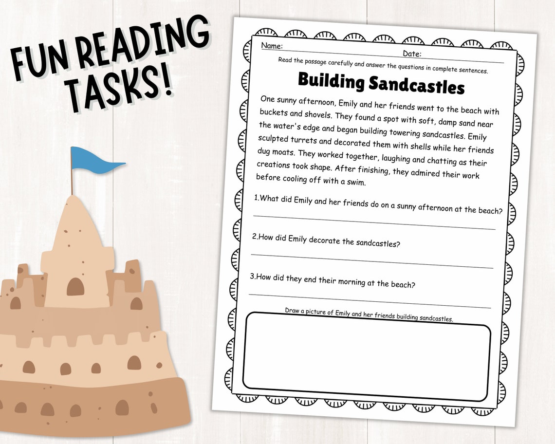 Summer Reading Comprehension Printable Worksheets Engaging Stories ...