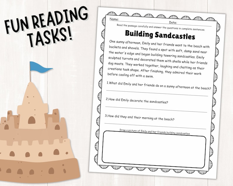 Summer Reading Comprehension Printable Worksheets | Engaging Stories ...