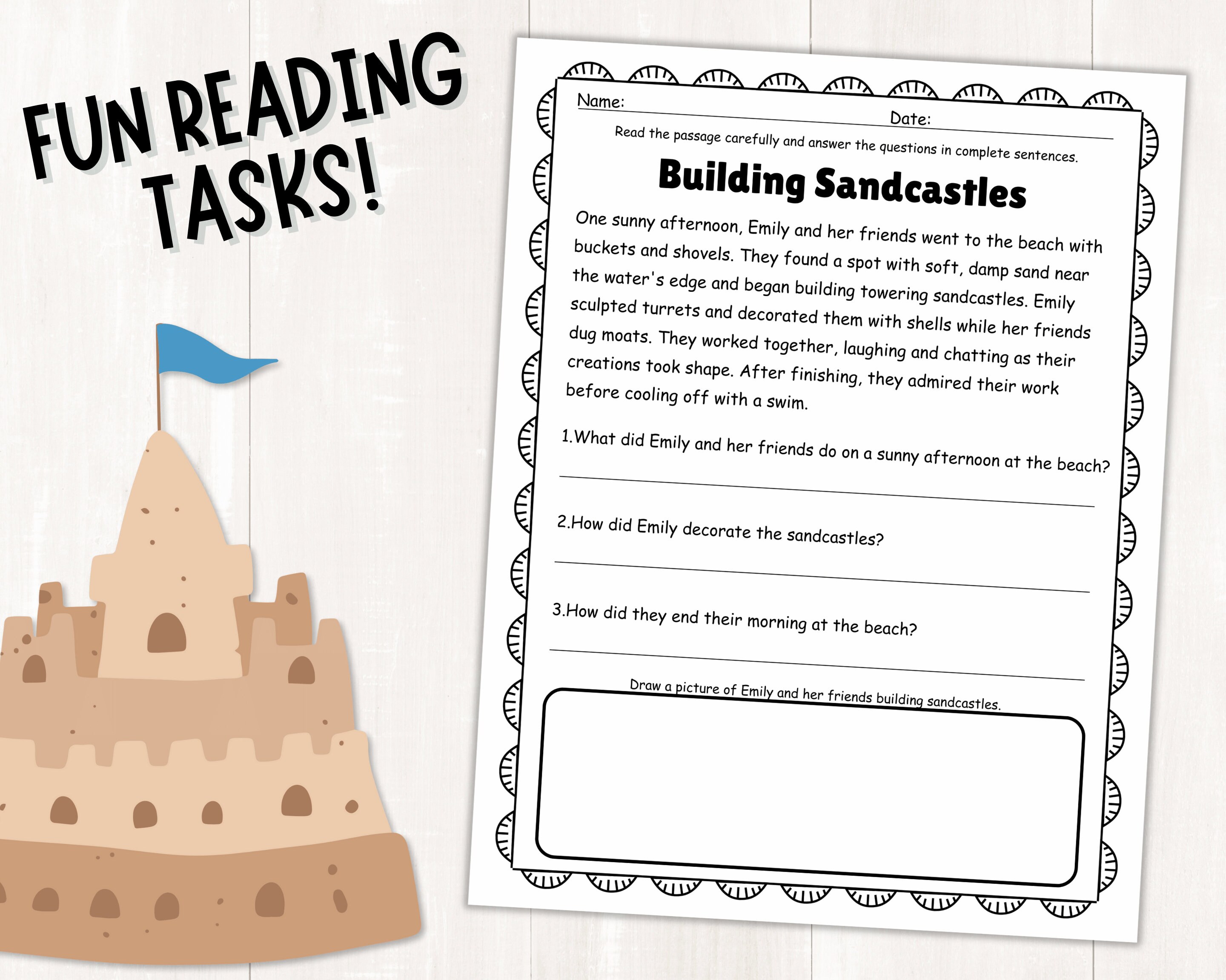 Summer Reading Comprehension Printable Worksheets | Engaging Stories ...
