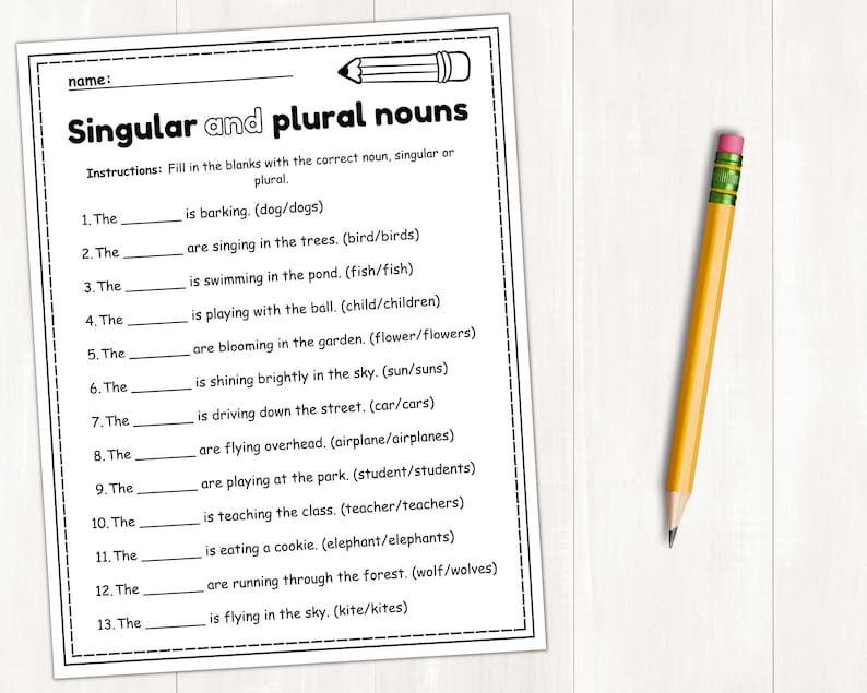 Singular and Plural Nouns Worksheets & Activities | Grammar Worksheets ...