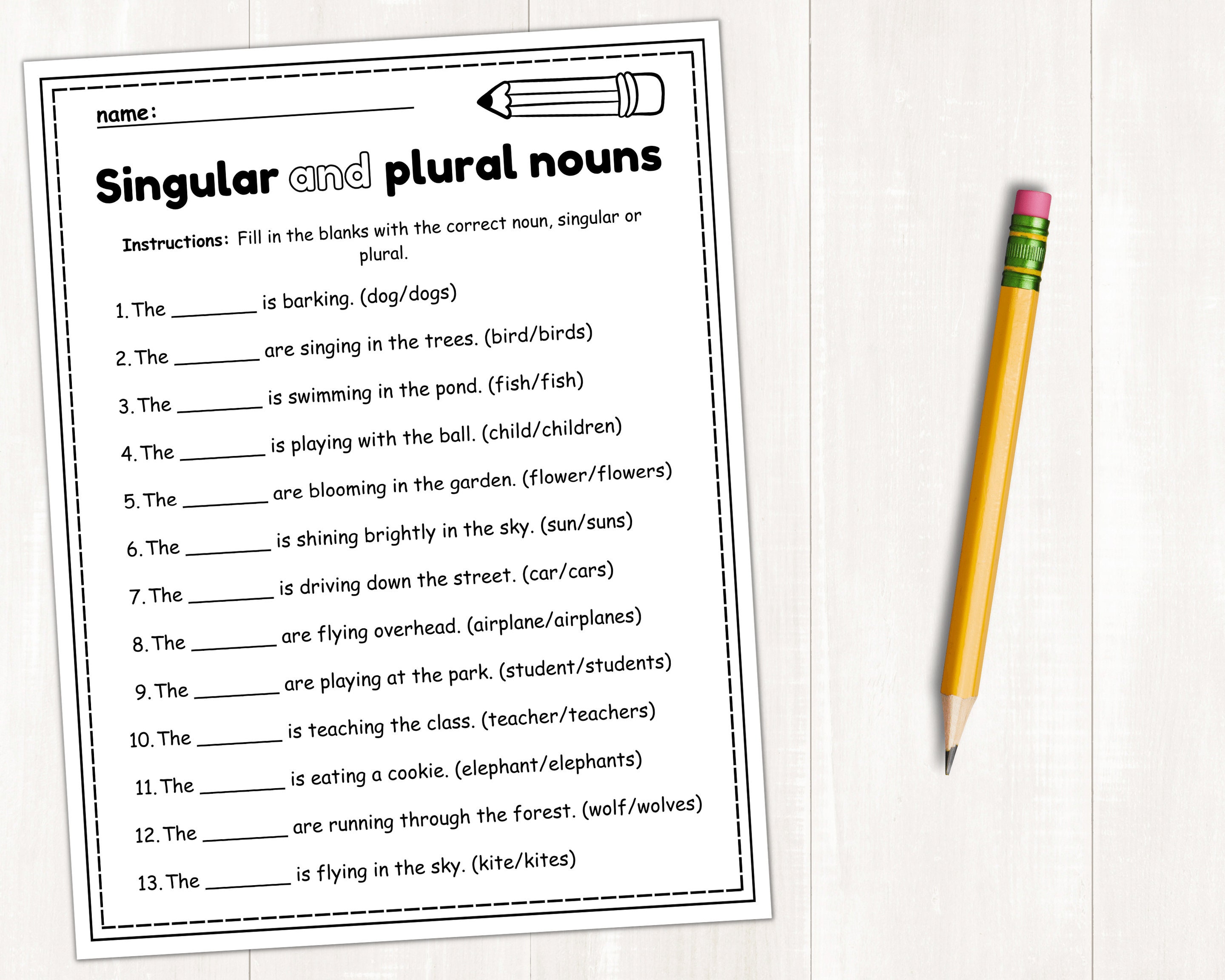 Singular and Plural Nouns Worksheets & Activities | Grammar Worksheets ...