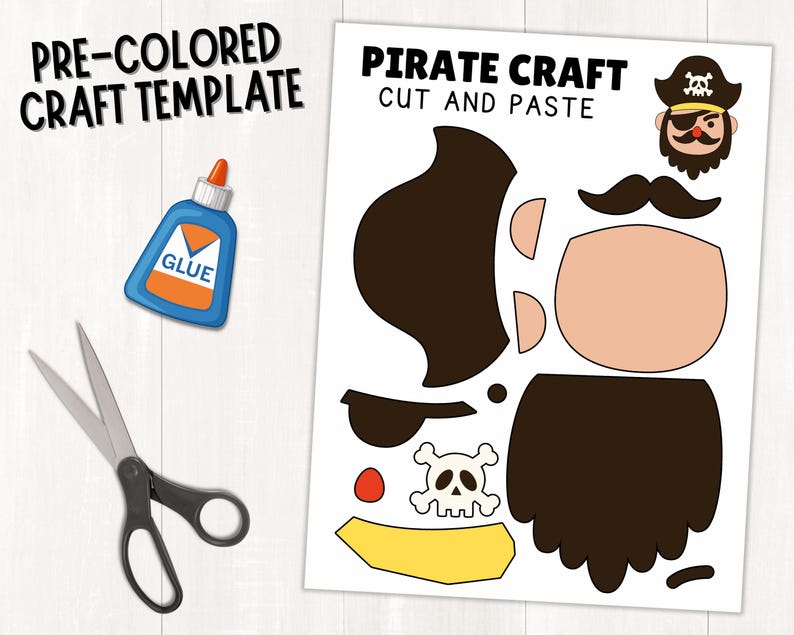 Pirate Craft Template for Kids | Printable Cut & Paste Activity ...