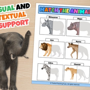 African Animals Halves Matching Printable Activity | Animal Matching ...