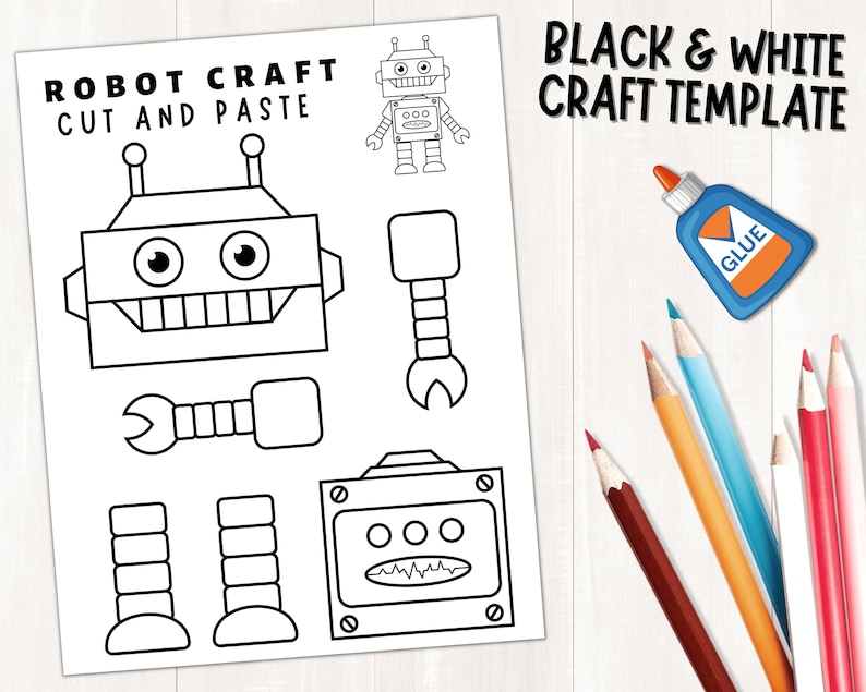 Printable Robot Craft Template for Kids | Build a Robot | Color, Cut ...