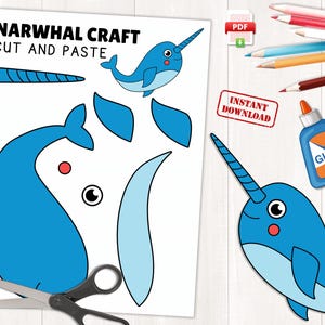 Printable Narwhal Craft for Kids | Ocean Animal Activity | Winter ...