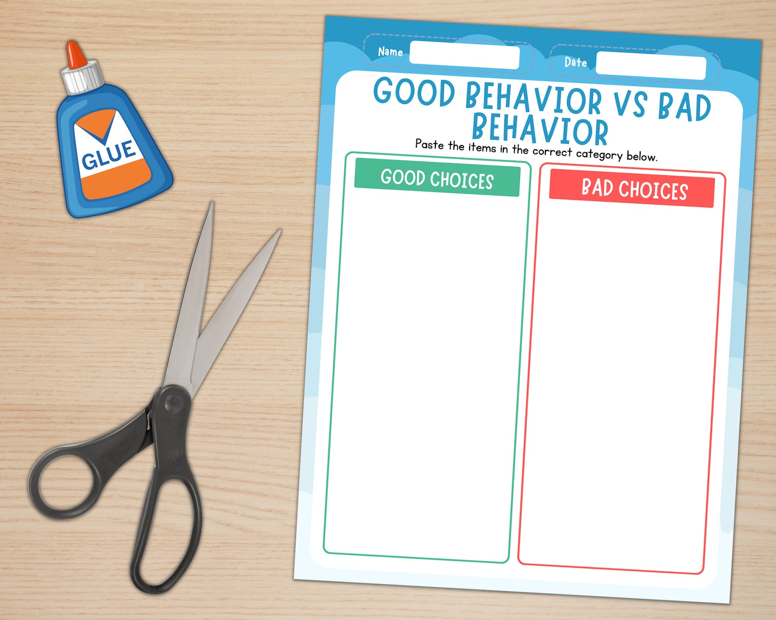 Good and Bad Behavior Sorting Activity | Cut and Paste | Good Vs Bad ...