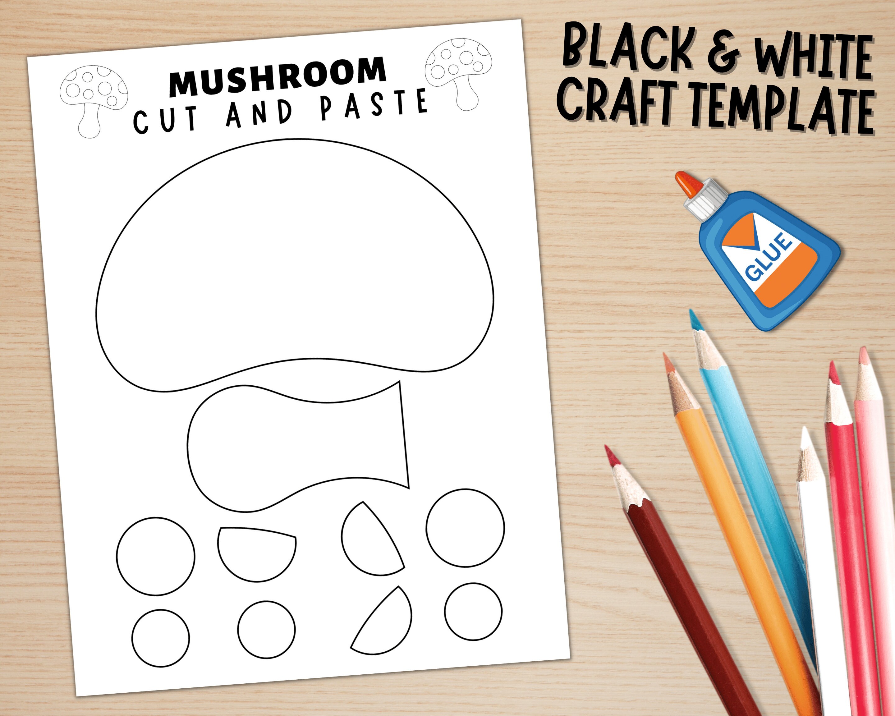 Printable Mushroom Craft | Mushroom Cut & Glue Craft | Build a Mushroom ...