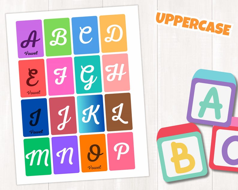 Cursive Moveable Alphabet Cards: Uppercase & Lowercase Letters ...