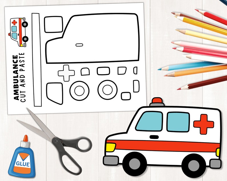 Printable Ambulance Craft, Transportation Craft, Build an Ambulance ...