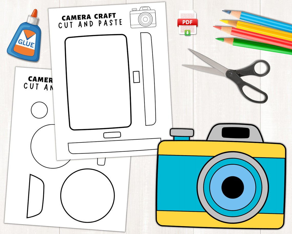 Printable Camera Craft for Kids | Camera Cut & Paste Craft Template ...