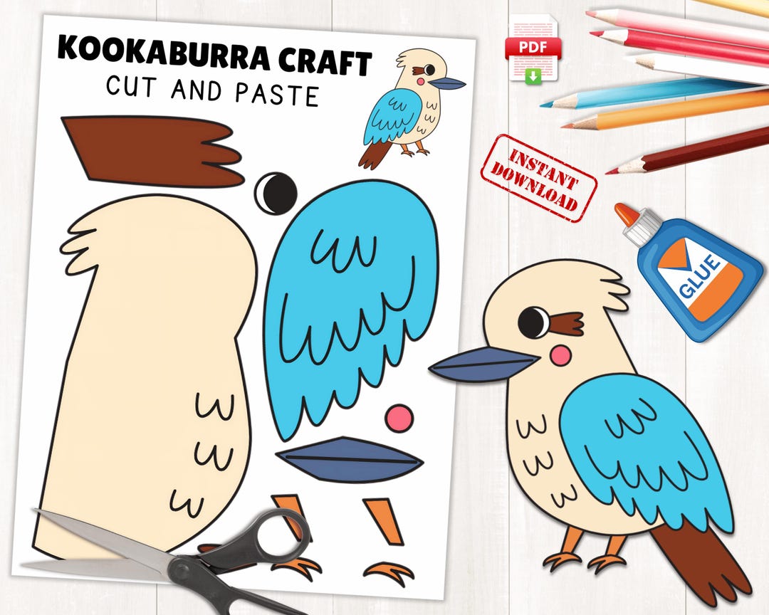 Printable Kookaburra Craft for Kids | Australian Bird Activity | Cut ...