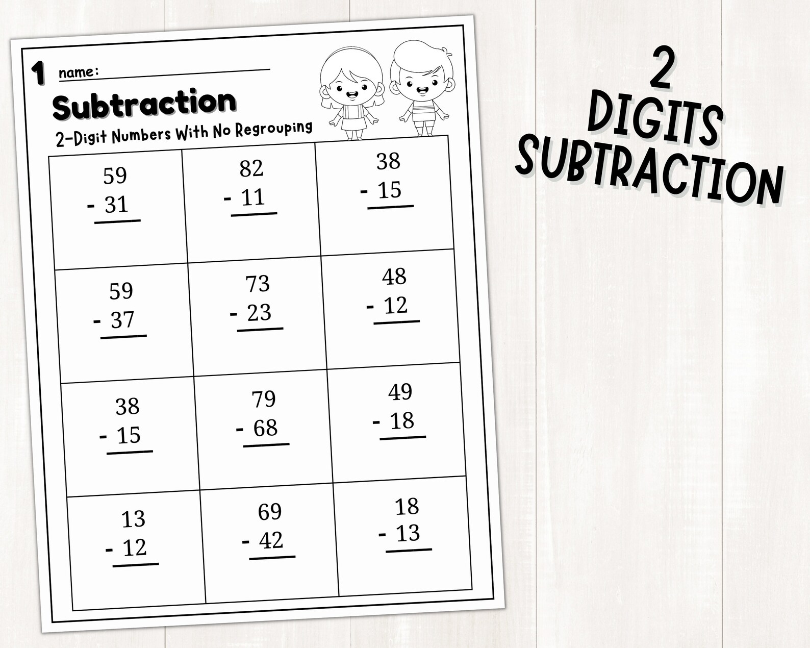 2 and 3 Digit Subtraction With and Without Regrouping Worksheets | Math ...
