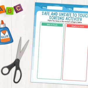 Safe and Unsafe to Touch Sorting Activity | Cut and Paste | Safe and ...
