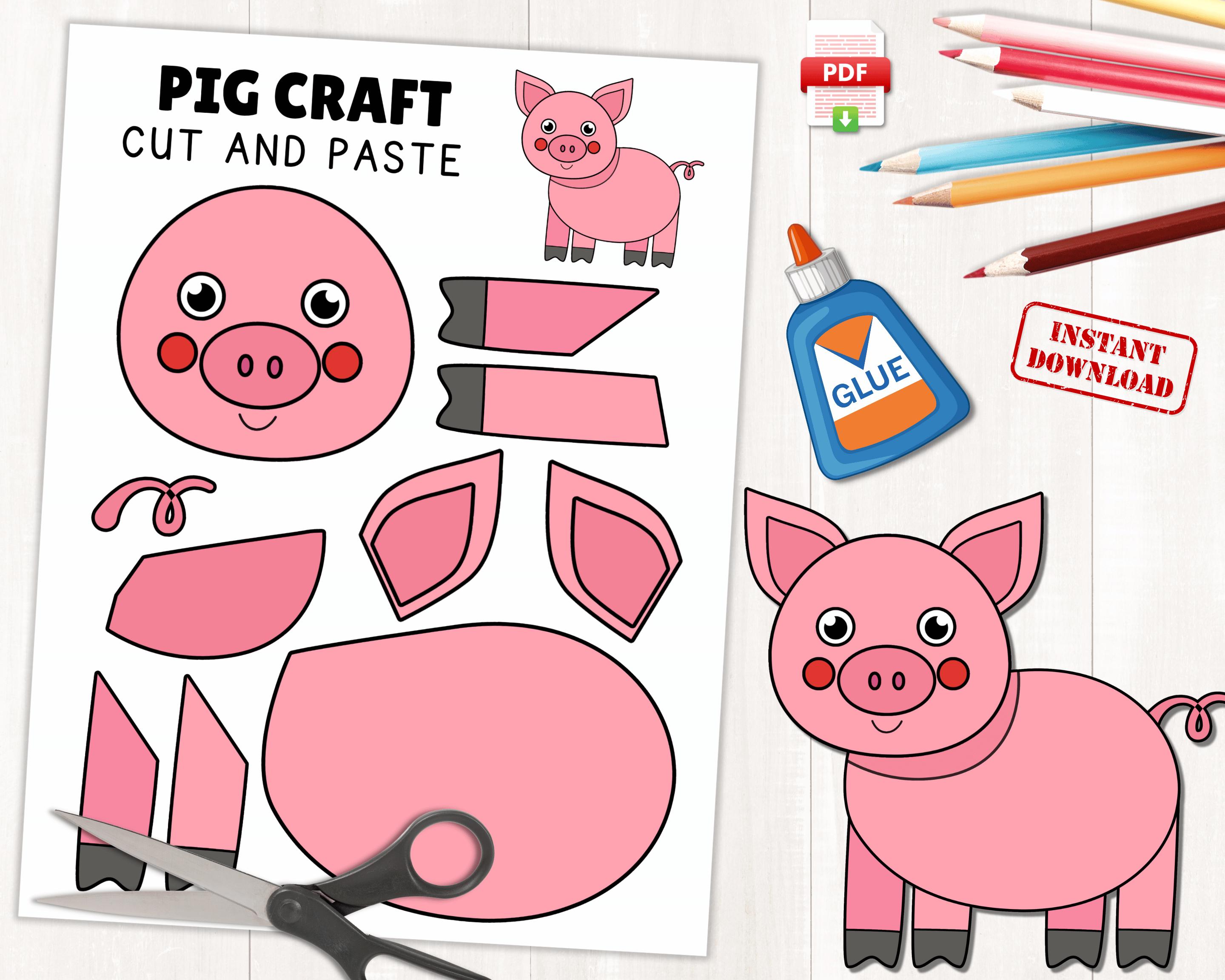 Printable Pig Craft | Farm Animal Craft | Preschool Activity | Color ...