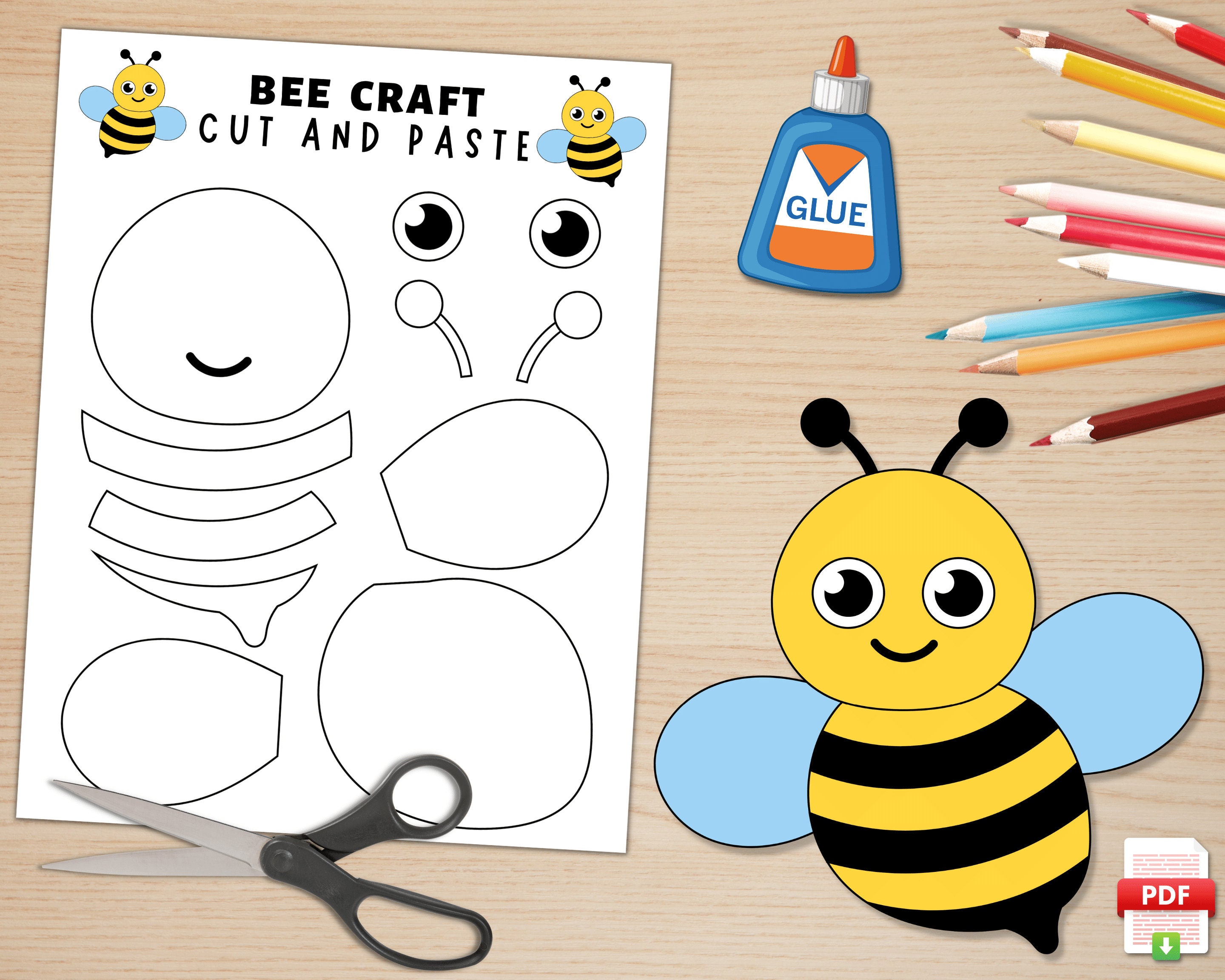 Bee Craft Printable Template | Spring Activities | Bee Coloring Page ...