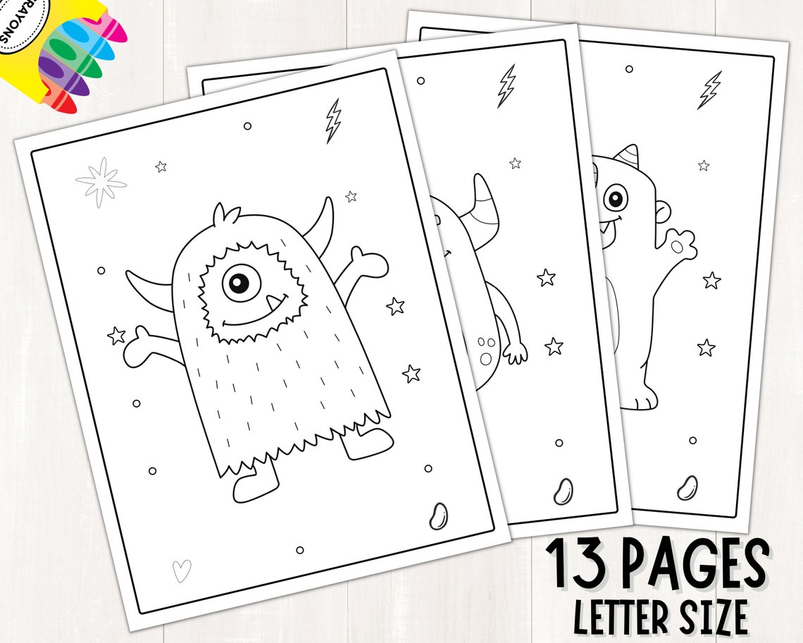Printable Monsters Coloring Pages Halloween Activities - Etsy