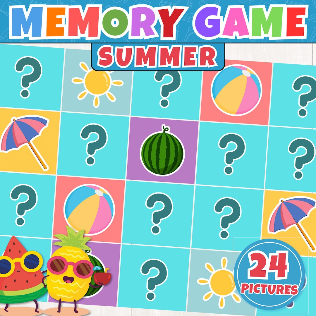 Printable Summer Memory Game for Kids | Matching Game With Summer ...