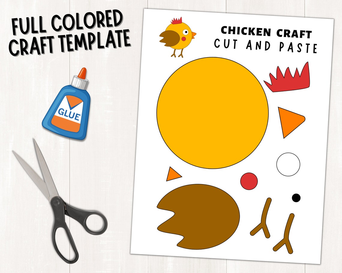 Printable Chicken Craft Template Farm Animal Craft Activity Chicken ...
