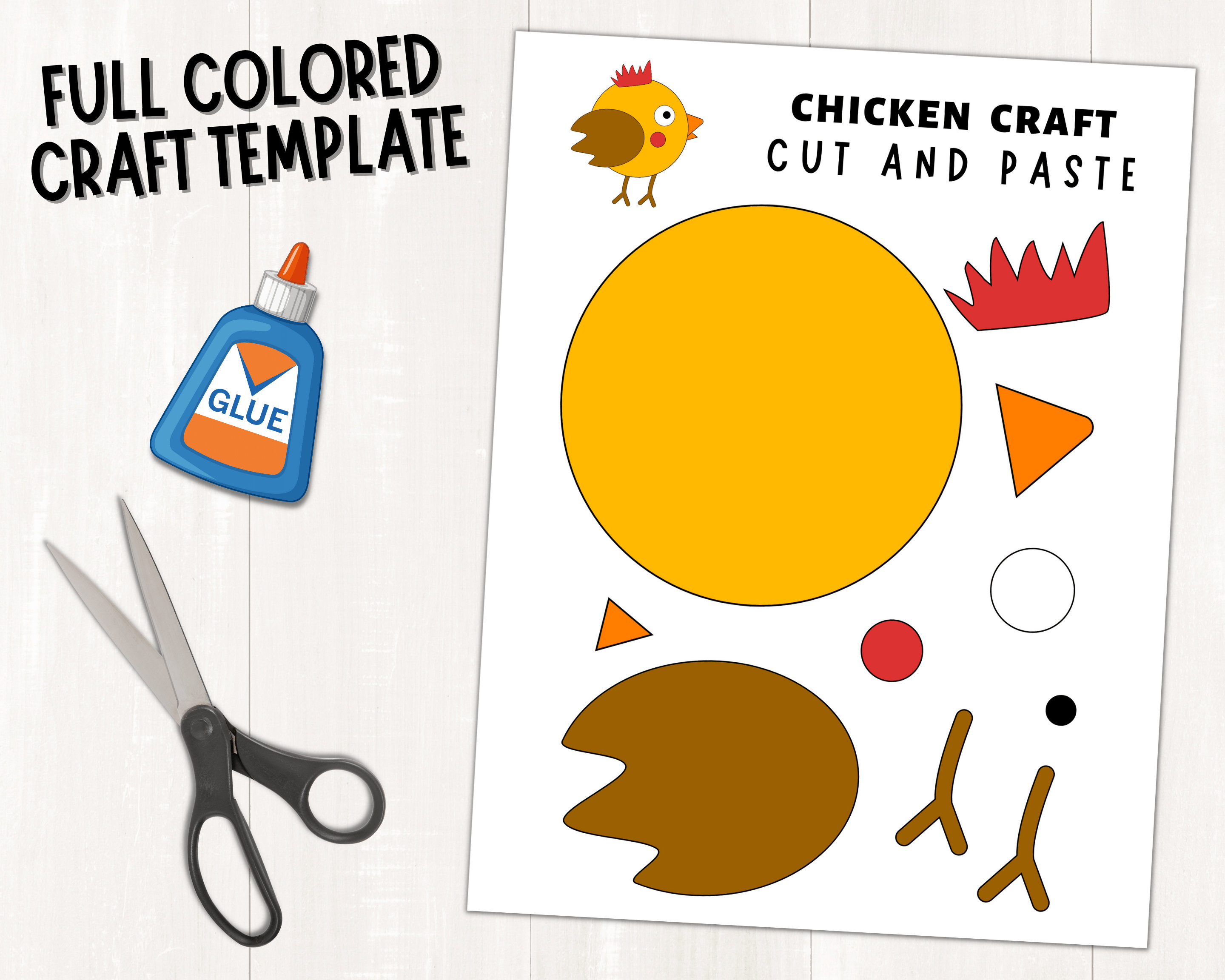 Printable Chicken Craft Template | Farm Animal Craft Activity | Chicken ...