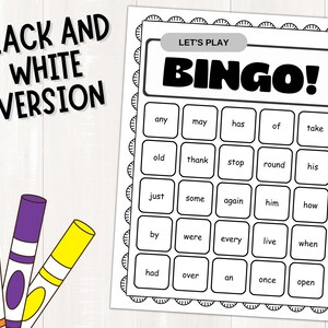 Sight Words Bingo Game for 1st Grade | High-frequency Words for 1st ...