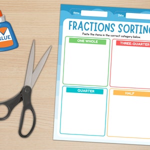 Fractions Sorting Activity | Cut and Paste | Fractions Activity Sort ...