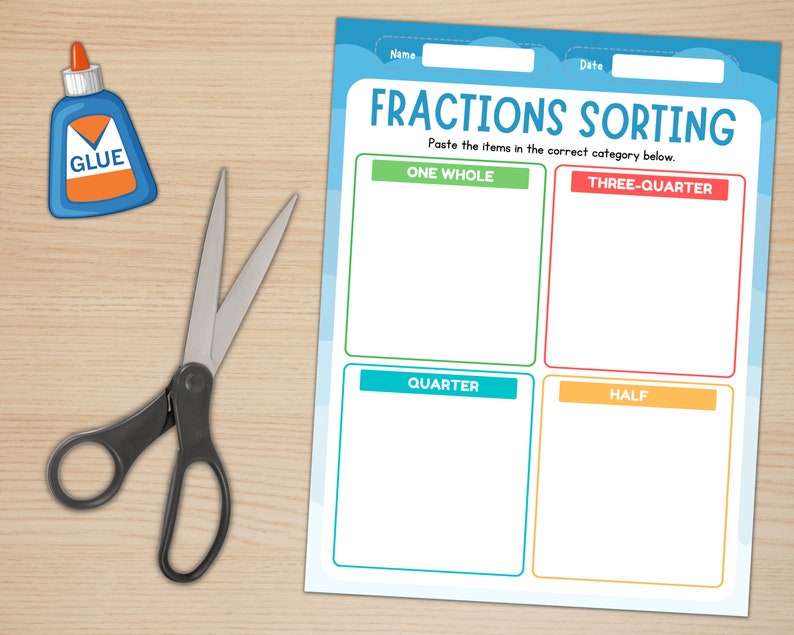 Fractions Sorting Activity | Cut and Paste | Fractions Activity Sort ...