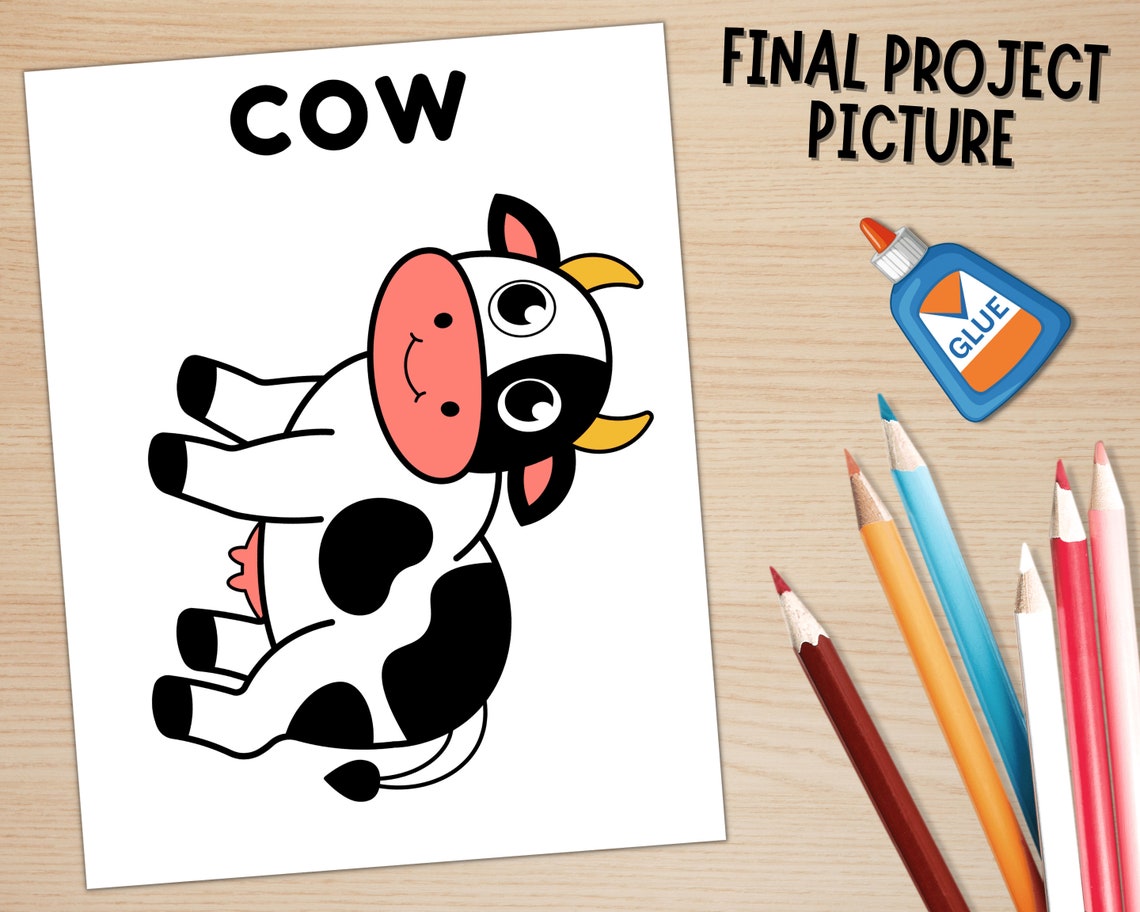 Printable Cow Craft Farm Animal Craft Farm Activities Color, Cut, and ...