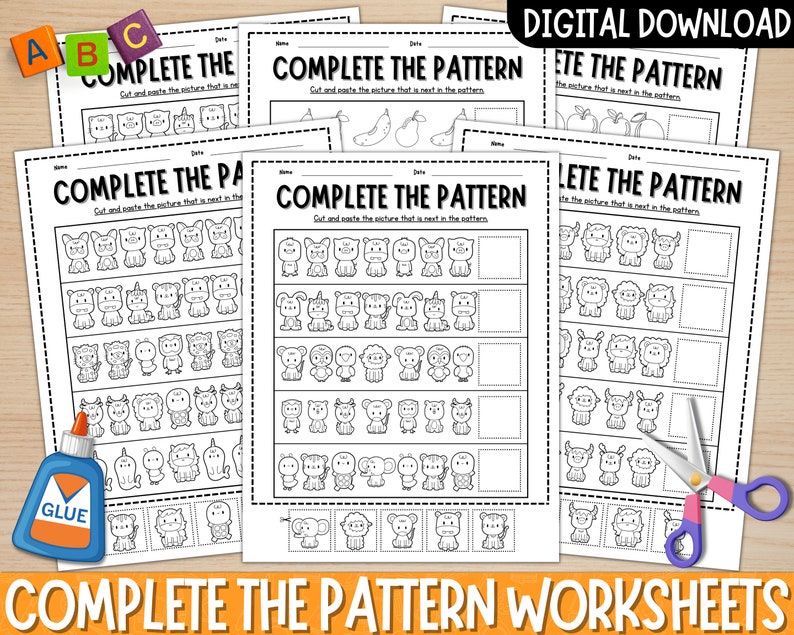 Fruits and Animals Complete the Pattern Activity | Ab, Aab, Abb, Abc ...